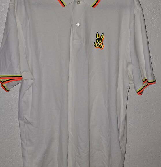 Psycho Bunny | Shirts | Psycho Bunny White Pique Polo With Neon Trim ...